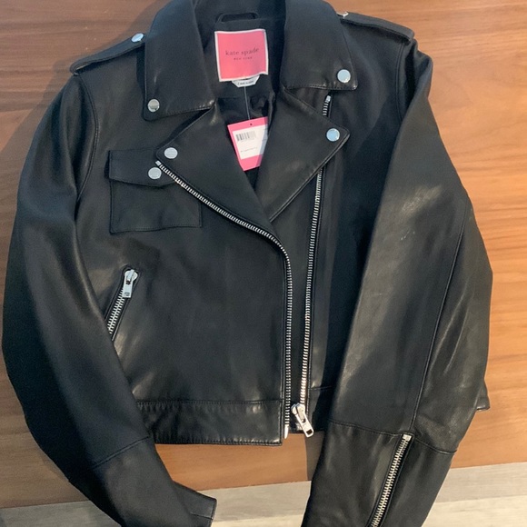 Kate Spade Cropped Leather Moto jacket